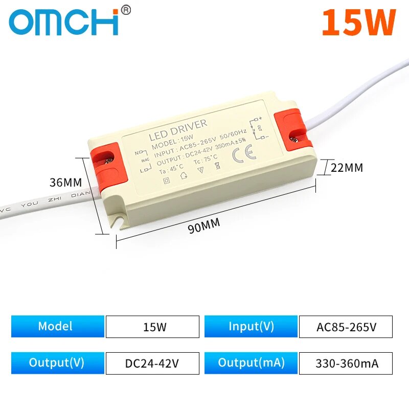 Изолированный LED драйвер OMCH DC24-42V 15W