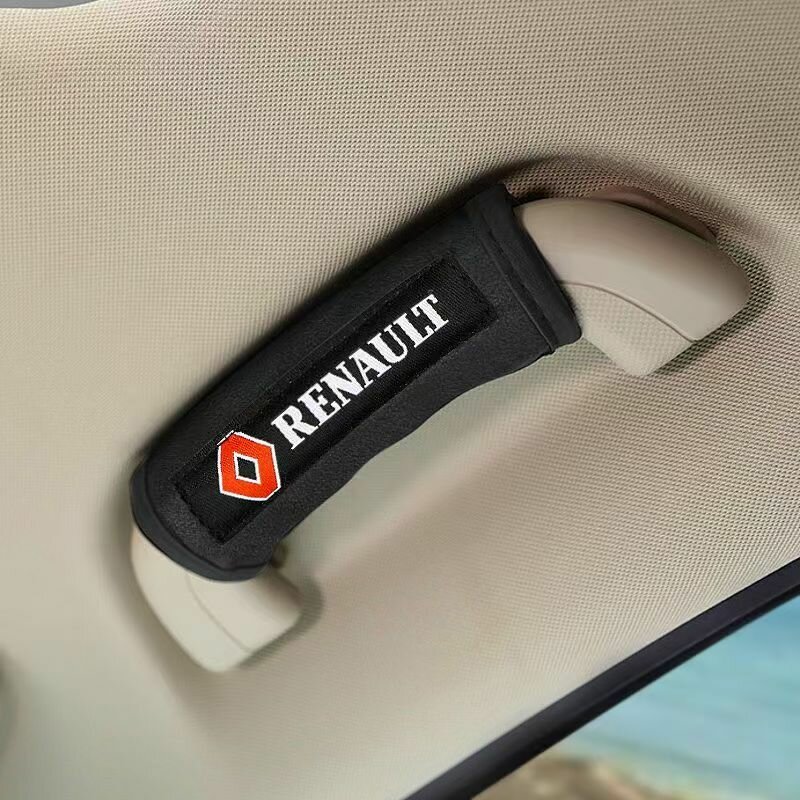 Замшевый протектор ручки автомобиля Renault — чехол-защита на ручку авто с липучкой, 1 шт, логотип каждой модели