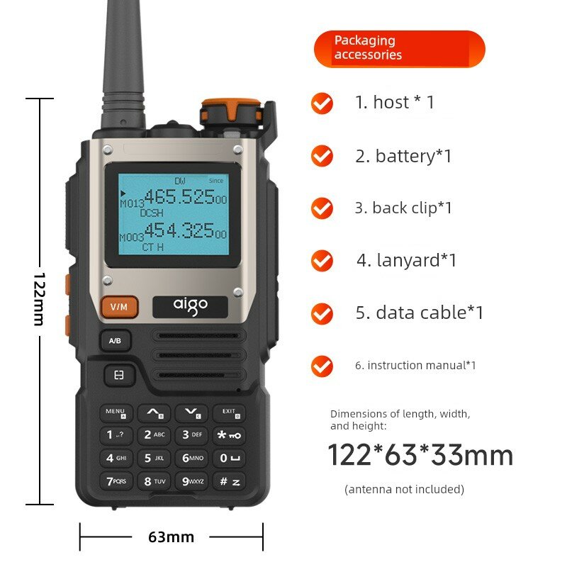 Aigo Patriot E618S Наружная гражданская мощная двухсторонняя радиостанция для повседневного использования