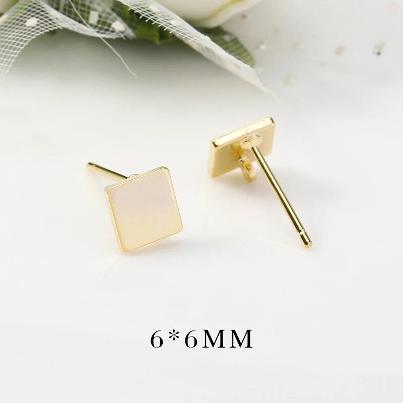 Серьги-гвоздики TARIN THOMAS, 6*6 мм, 24K Gold Color