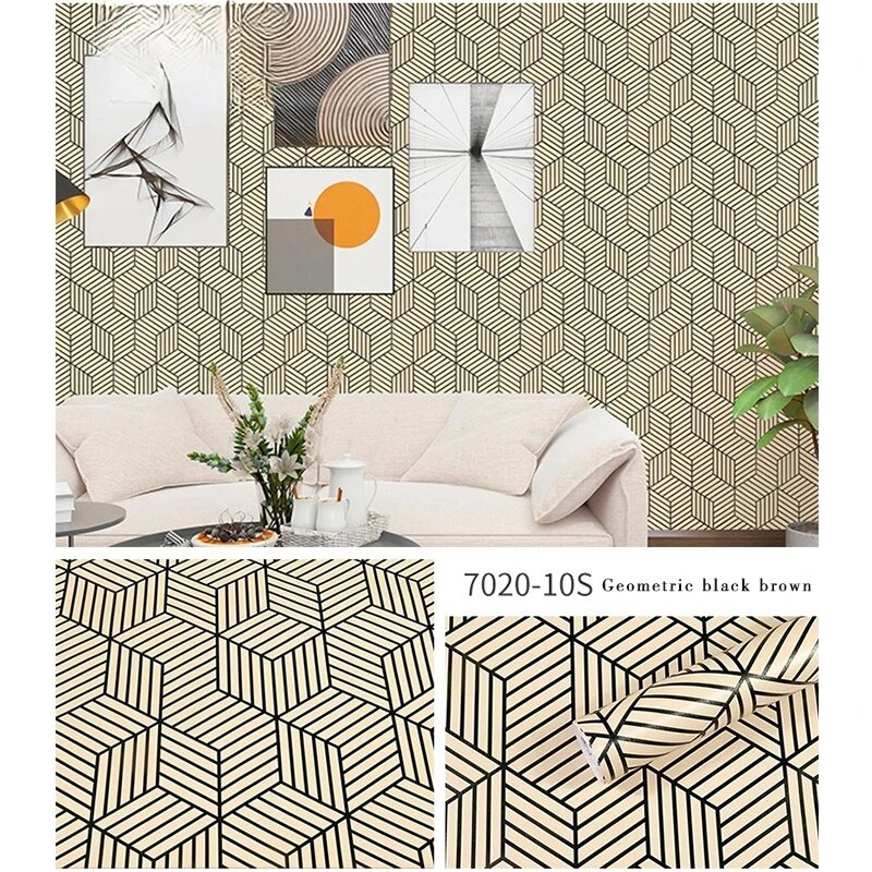 Обои виниловые KALYNN, геом. рисунок, 3x45см, Geometric black