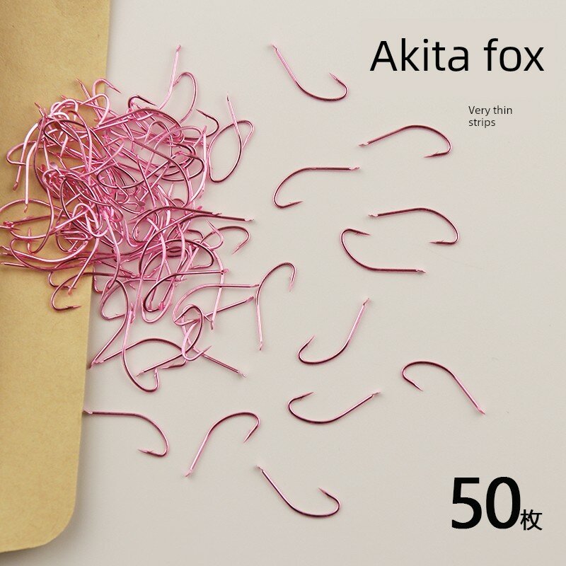 Akita Fox тонкие рыболовные крючки размер 10 розовые, 50 штук для карпа и мелкой рыбы