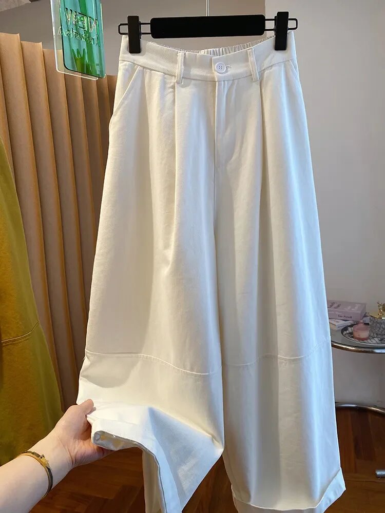 Белые широкие брюки женские, XL