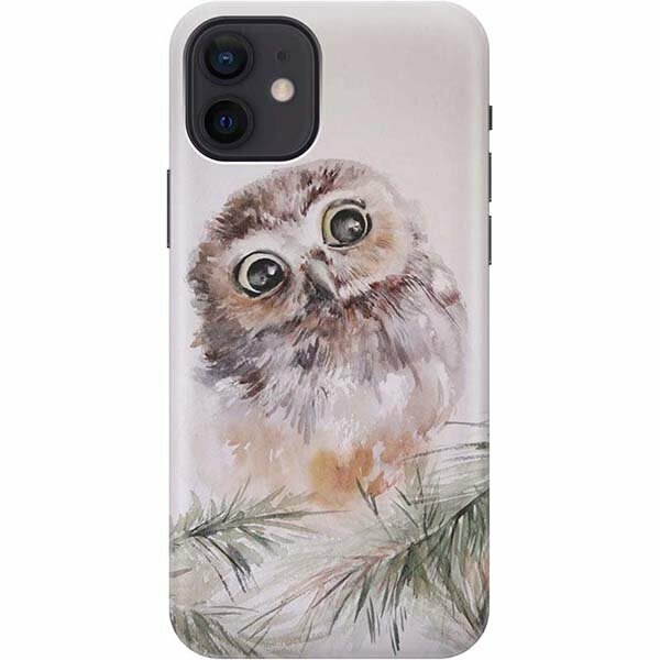 Силиконовый чехол на Apple iPhone 12 / 12 Pro / Эпл Айфон 12 / 12 Про с рисунком "Совенок"