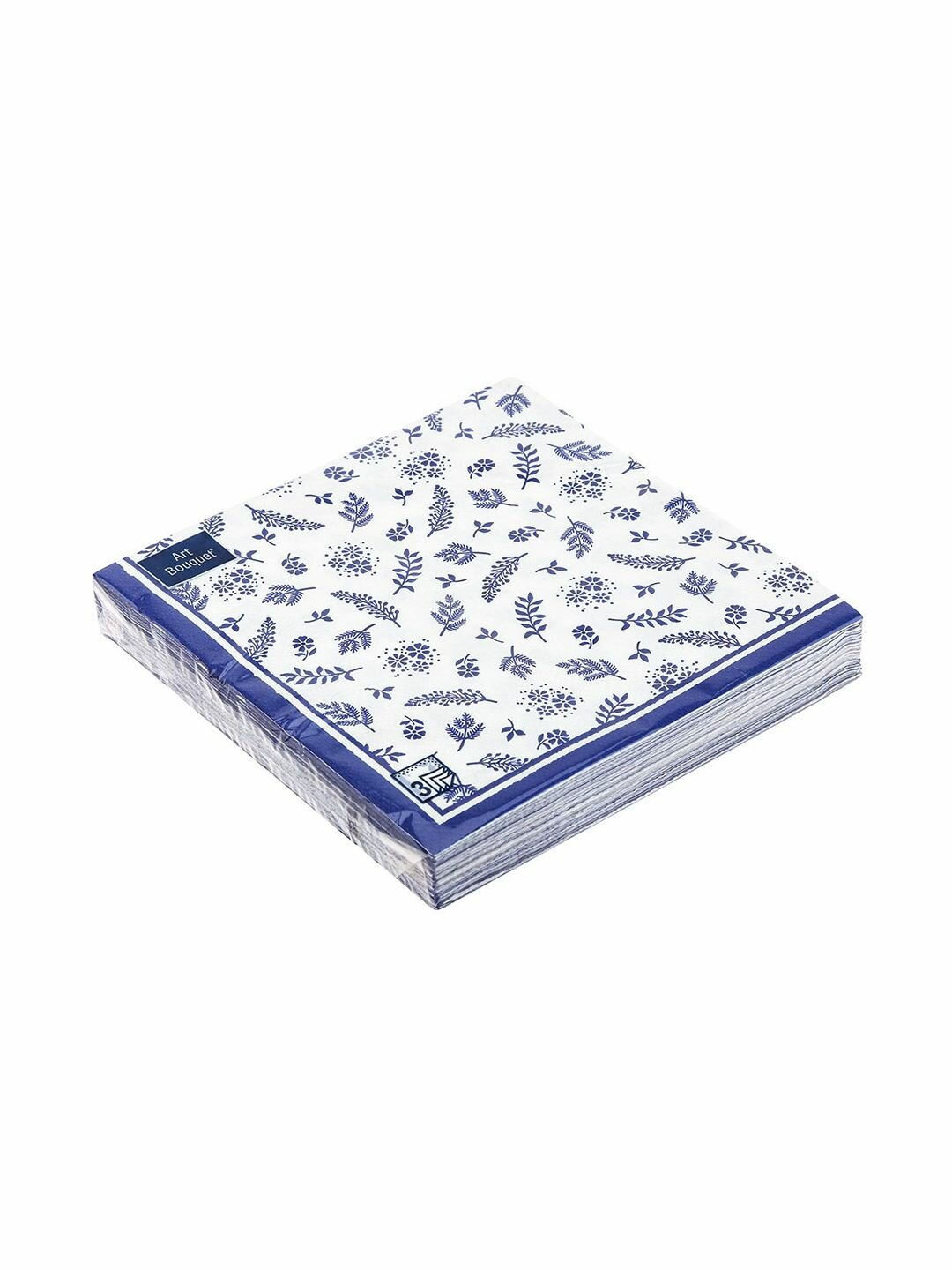 Салфетки бумажные трехслойные "Art Bouquet Орнамент" Классика. Синий, 33х33 см, в пачке 20 штук