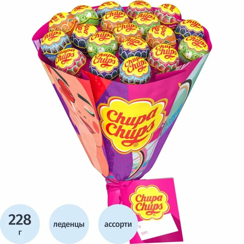 Карамель Chupa Chups букет 228 г, 2324397