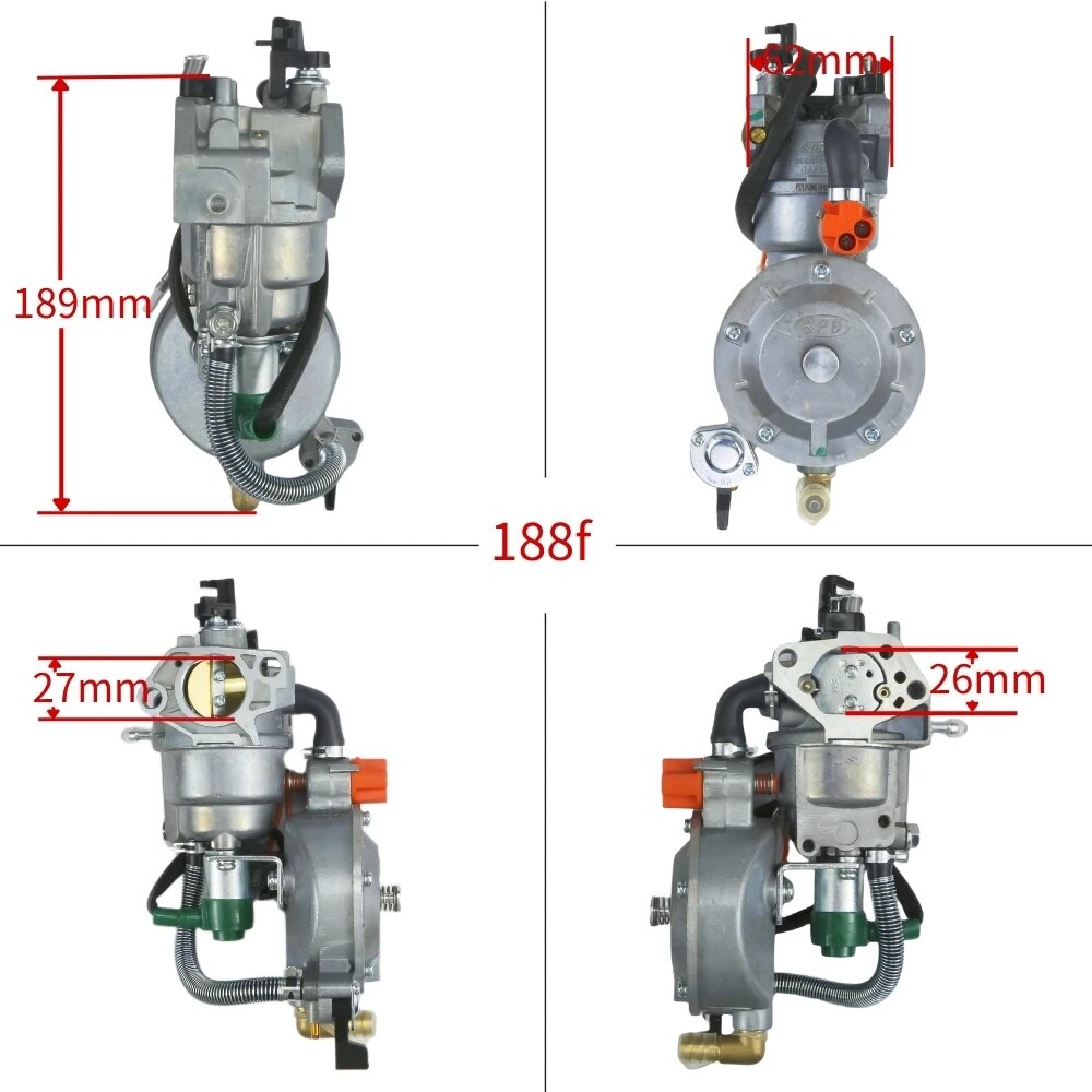 Двухтопливный карбюратор для Honda GX390/GX340/188F 4.5 - 5.5 кВт, поддерживает LPG/CNG, ручной дроссель – идеально подходит для малогабаритных генераторов