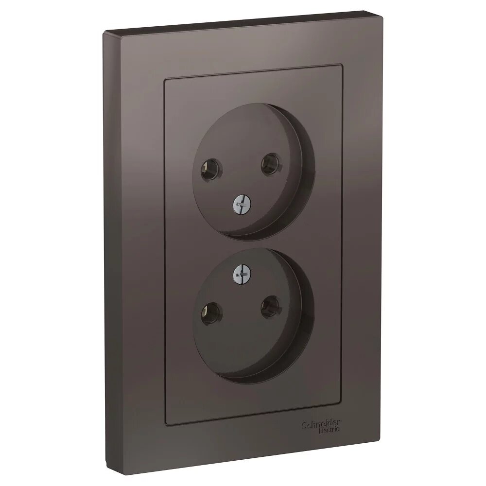 Розетка двойная Systeme Electric AtlasDesign б/з, 16А, в сборе, Мокко