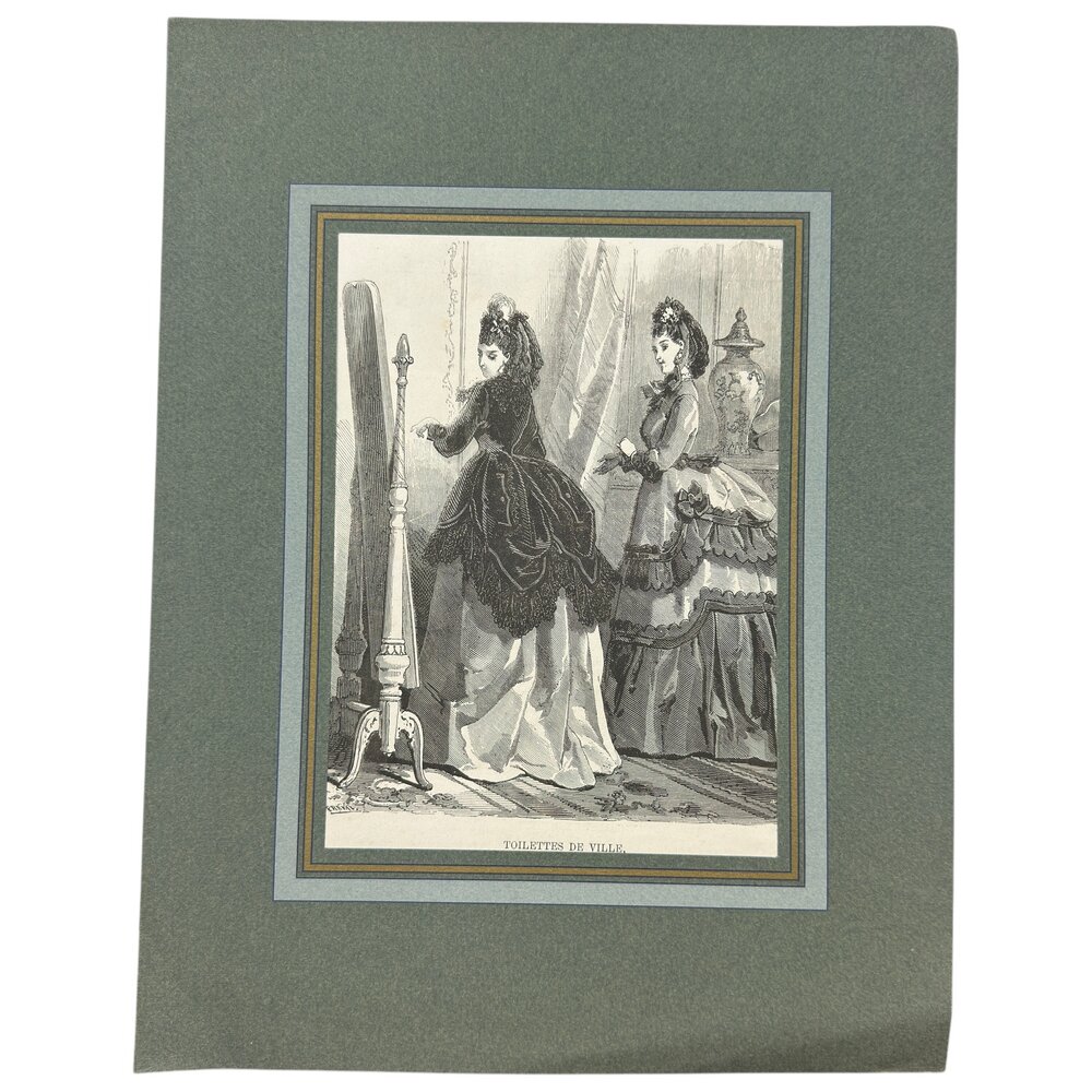 Гравюра "Toilette de ville", из журнала мод, 1870 г, художник Préval Е, гравер Brown W, Франция
