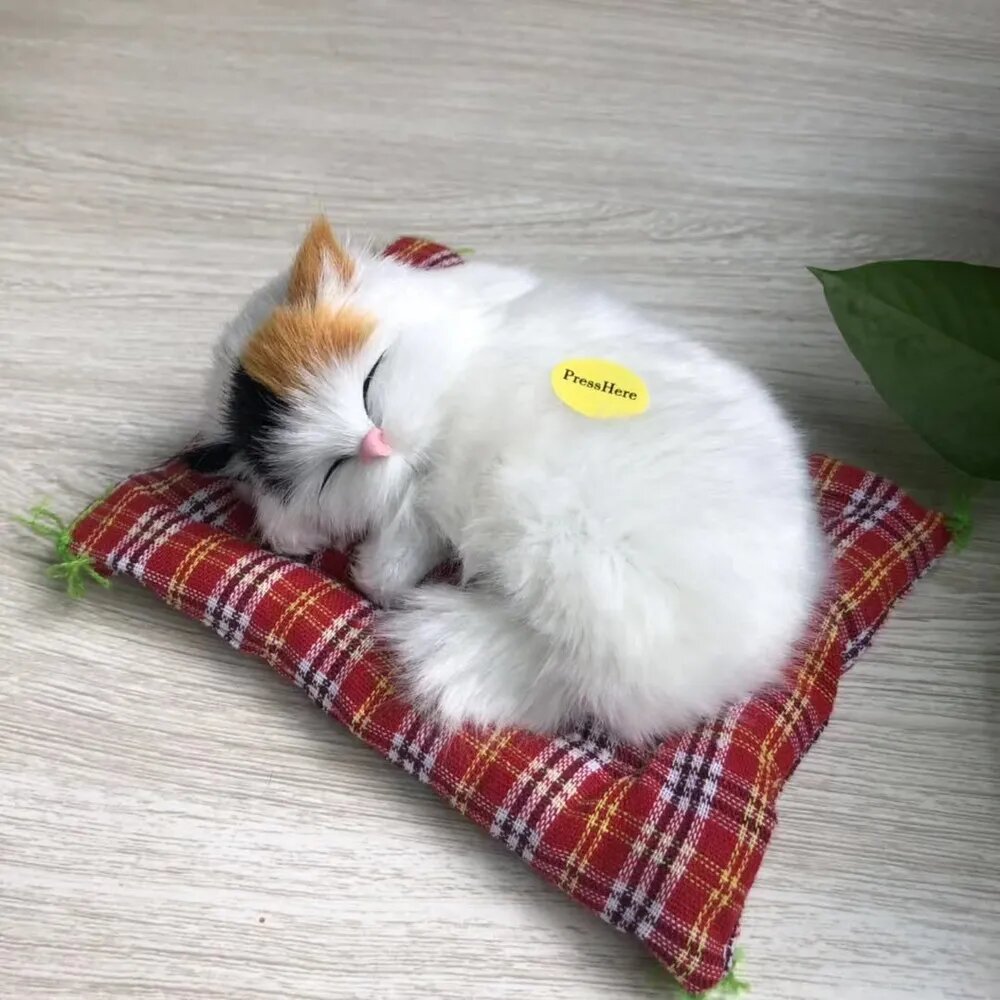 Плюшевая игрушка для спящих кошек со звуком, милая кукла-животное для детей,17x14cm