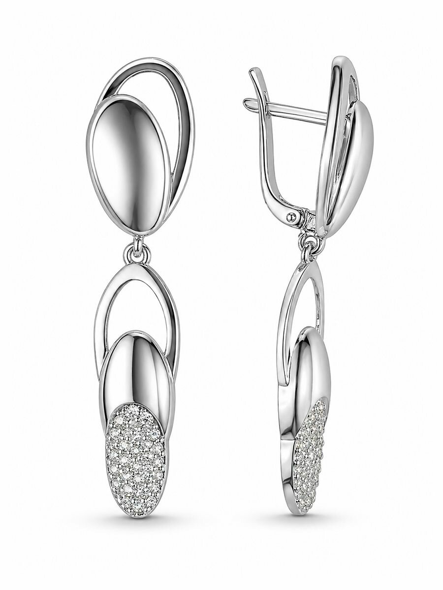 Серьги, серебро, 925 проба, родирование, фианит