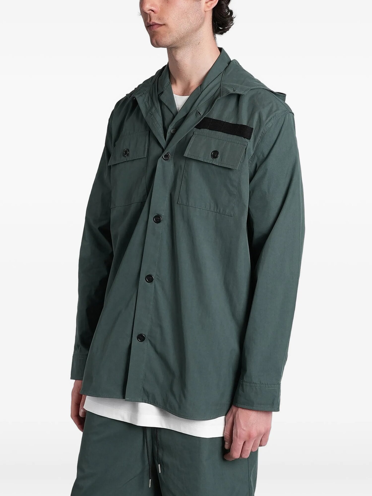 Рубашка OAMC Hooded shirt, размер XL, зеленый, — фото 1