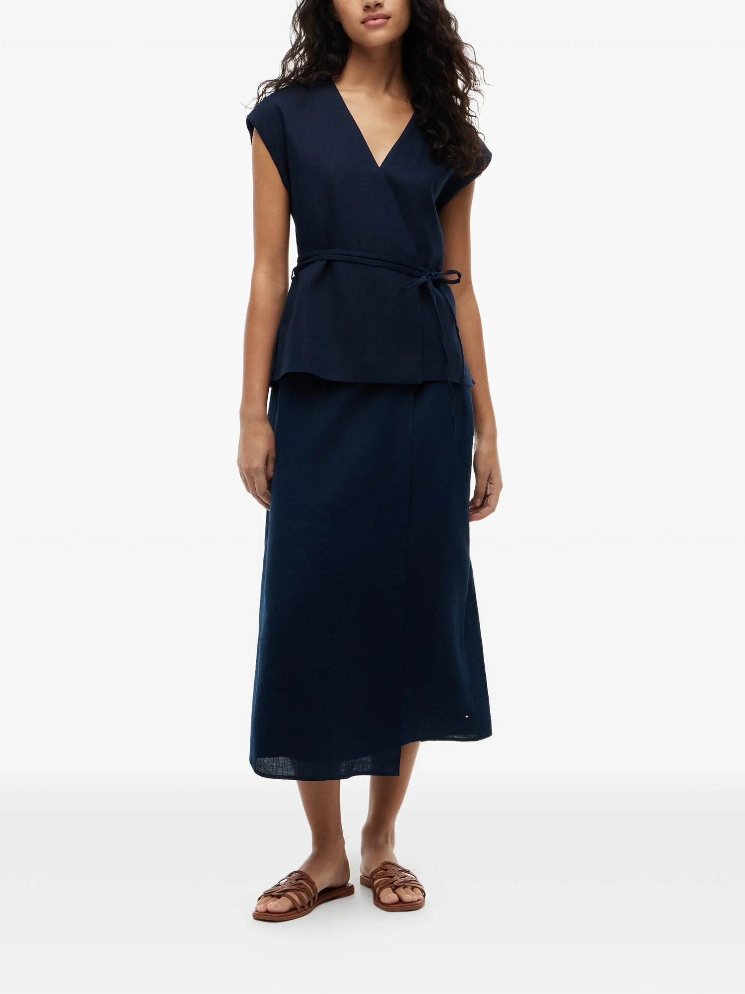 Пальто TOMMY HILFIGER Wrap-style belted waistcoat, размер 48 EU, blue — фото 1