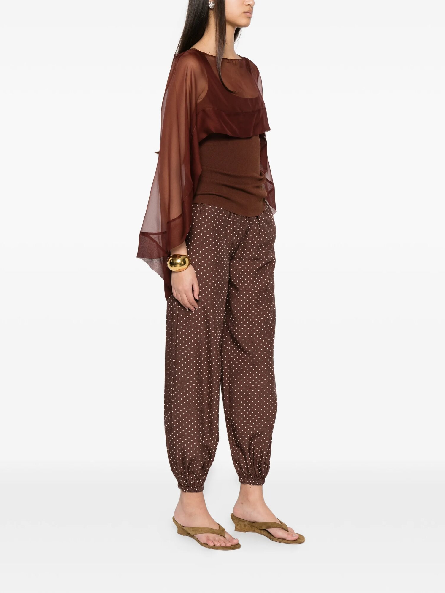 Накидка Alberta Ferretti Sheer ruffled cape, размер OneSize — фото 1