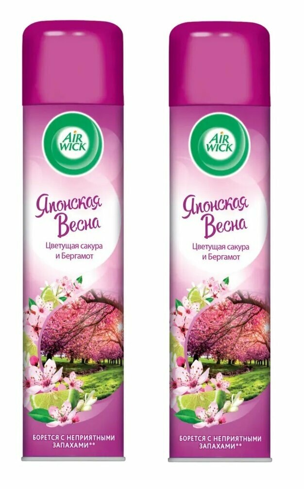 Освежитель воздуха Air Wick Японская весна (Цветущая сакура и Бергамот), 290мл 2шт