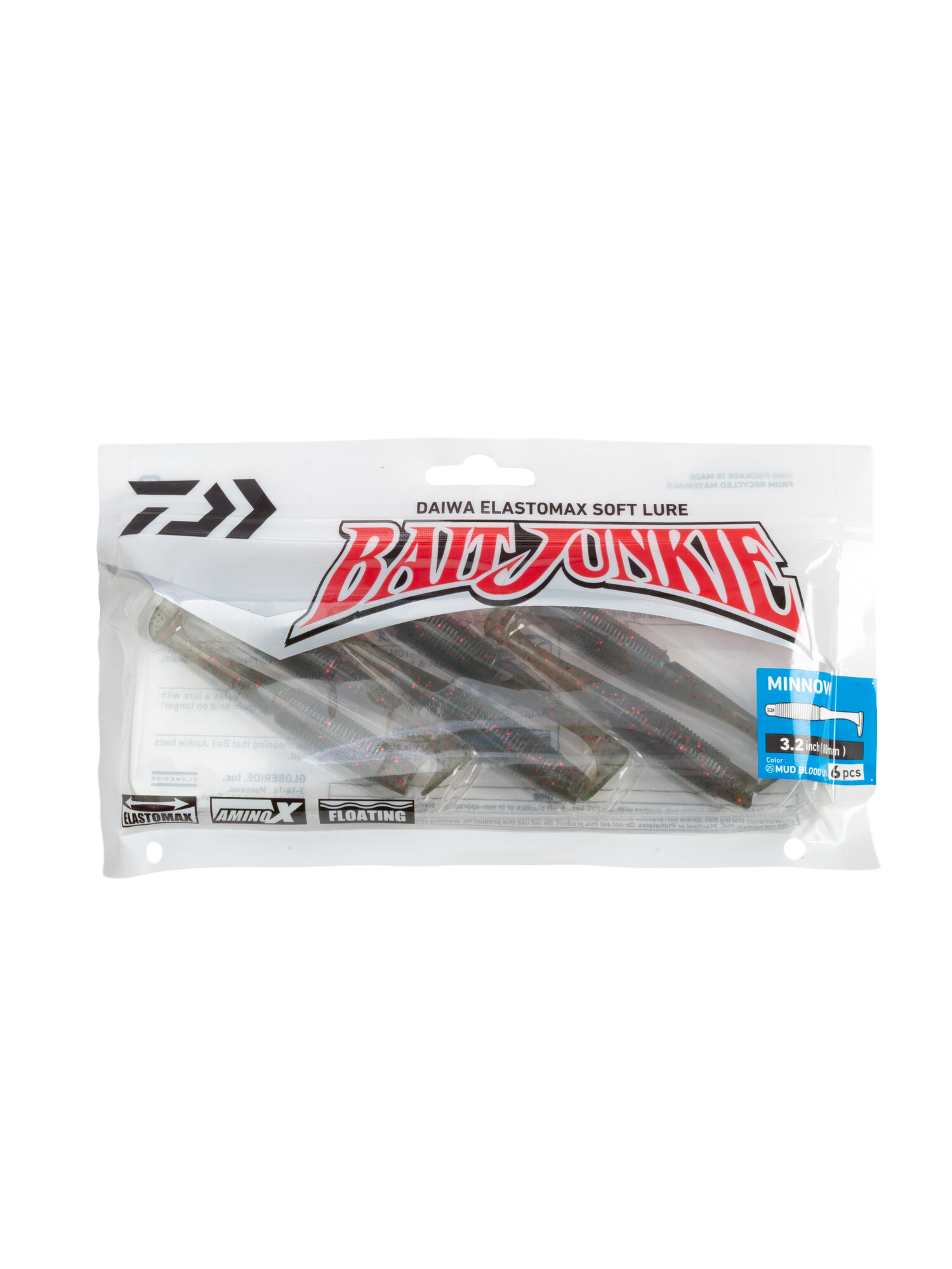 Силиконовая приманка Daiwa Bait Junkie 3.2 Minnow MUD BLOOD UV (уп. 6 шт)
