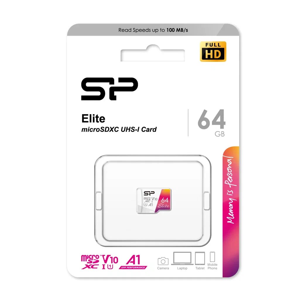 Карта памяти Silicon Power Elite microSDXC, 64 ГБ, A1, UHS-I Class 1 (U1), Class 10 (SP064GBSTXBV1V20)