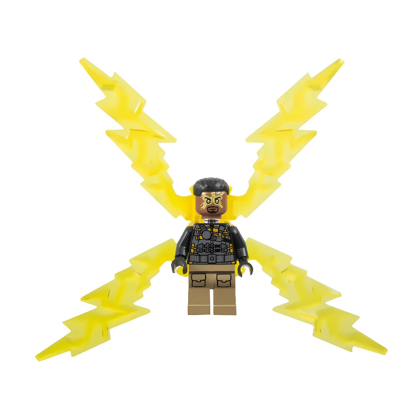 Минифигурка Lego Super Heroes Electro - Black and Dark Tan Outfit, Medium Brown Head, Large Electricity Wings sh0891 U