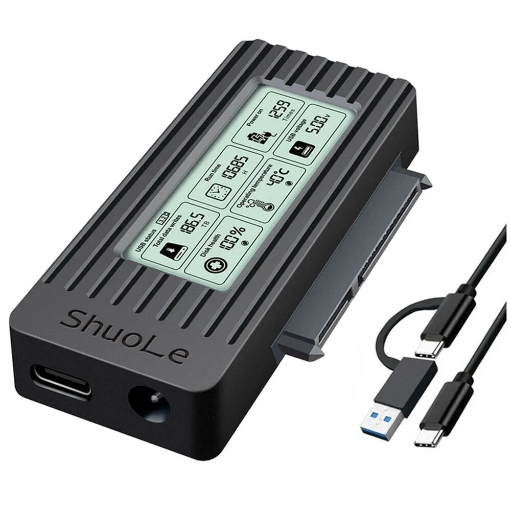 Адаптер USB C SATA IDE для HDD SSD 2.5/3.5, дисплей SMART, USB 3.2, до 4 ТБ