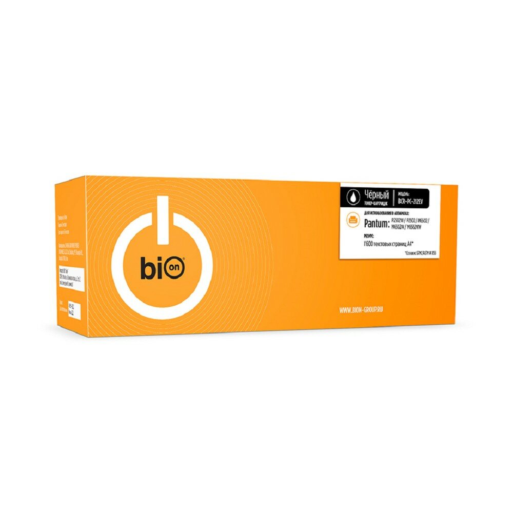Картридж Bion BCR-PC212EV, для Pantum, 1600 стр, цвет черный