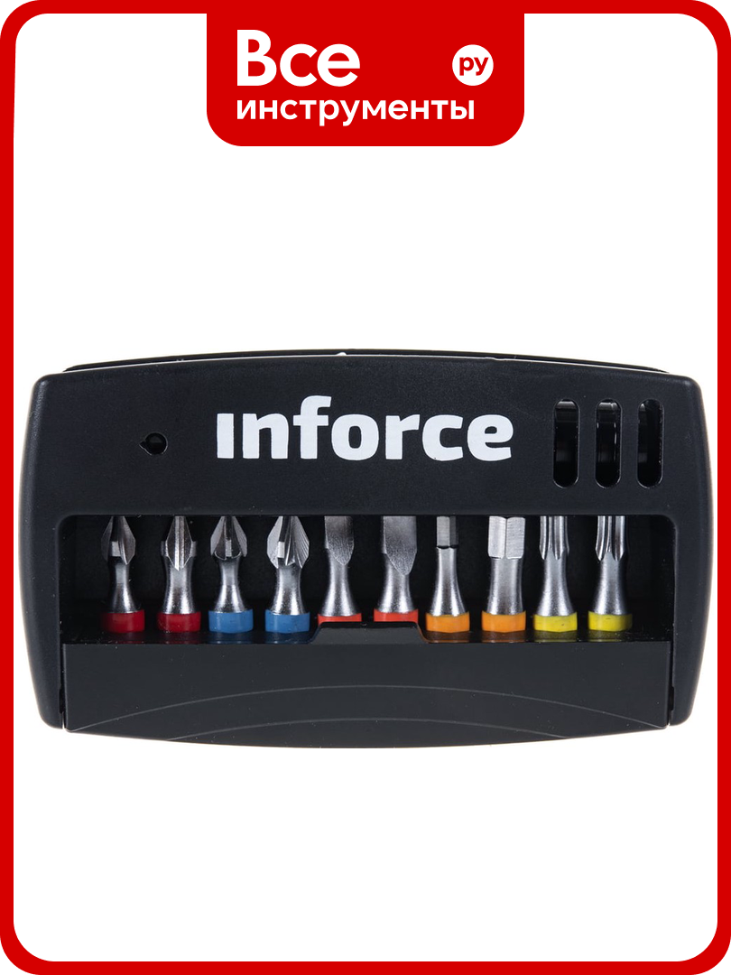 Набор бит с держателем 11 предметов Inforce 11-01-285, Набор поставляется в удобном для хранения и транспортировки боксе