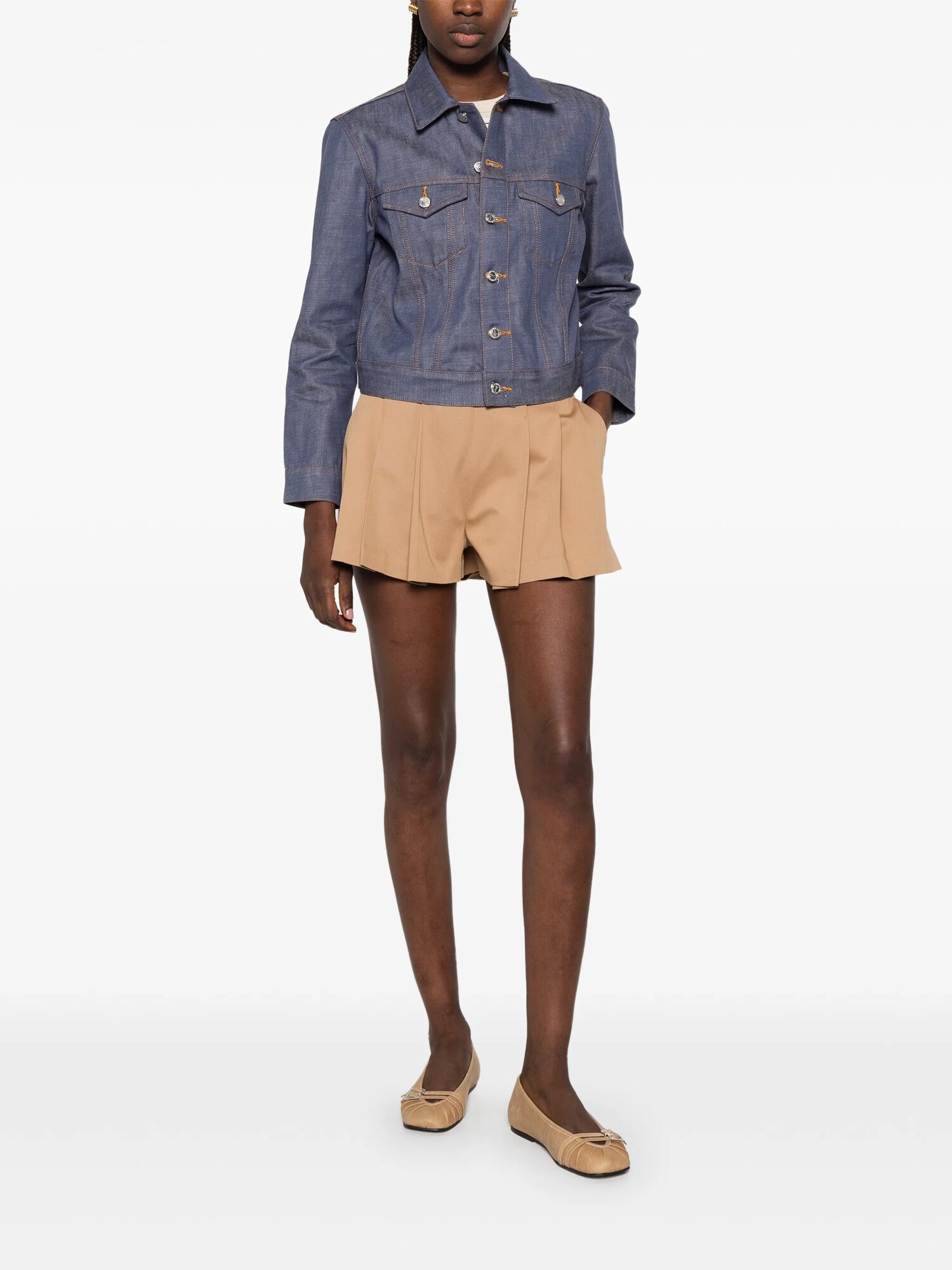 Шорты NINA 14.7 Belt-loop pleated shorts, размер 40, brown — фото 1
