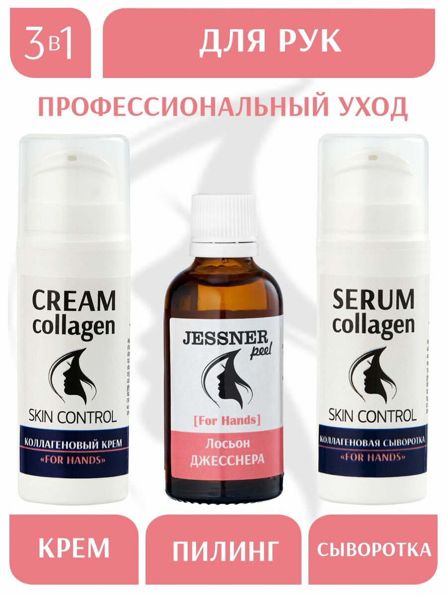 Trend Cosmetics Набор 3в1 "For Hands": Лосьон, коллагеновые сыворотка и крем