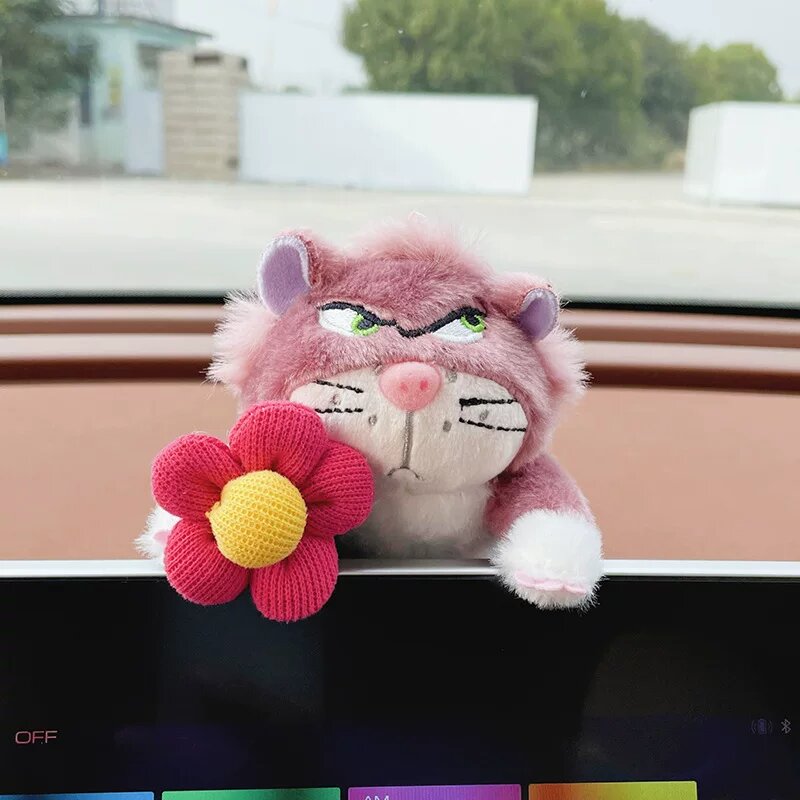 Декоративная фигурка кошки для приборной панели автомобиля: розовая кошка с розовым цветочным узором, 3D украшение
