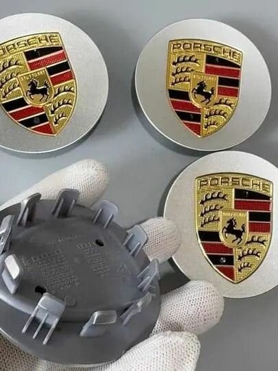 Набор из 4 колесных центровых колпаков 76 мм для Porsche (Cayenne, Cayman, Boxster, Panamera), не для Macan, серый/серебристый/черный/хром