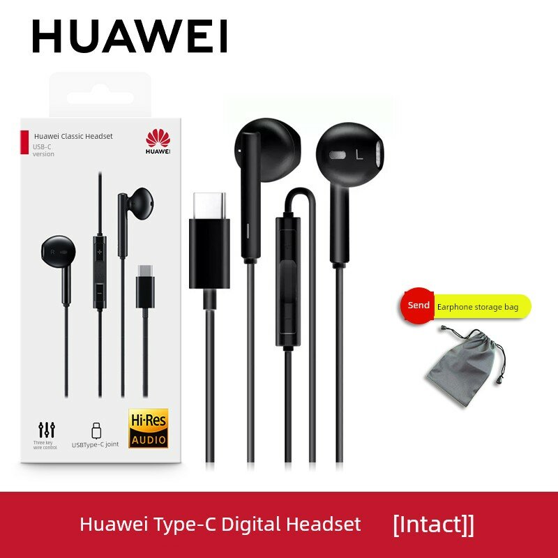 Наушники Huawei CM33 проводные, цвет черный, новая упаковка в коробке с чехлом для наушников