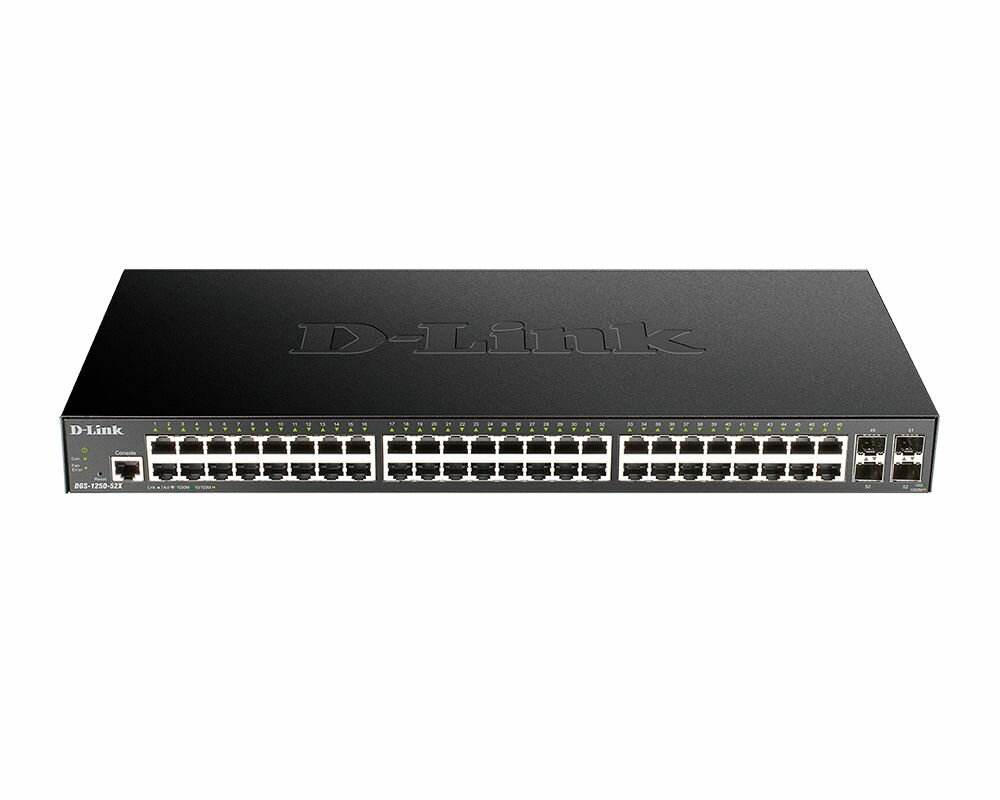 D-Link DGS-1250-52X/A1A Настраиваемый L2 коммутатор c 48 портами 10/100/1000Base-T и 4 портами 10GBase-X SFP+