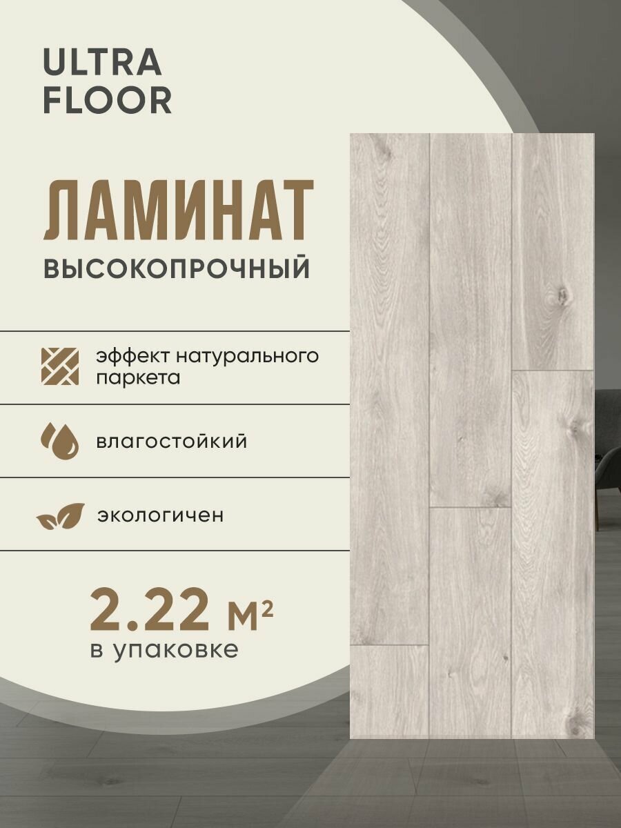 Ламинат напольный Дуб Валькирия, 33 класс 9шт/уп 2,22м2