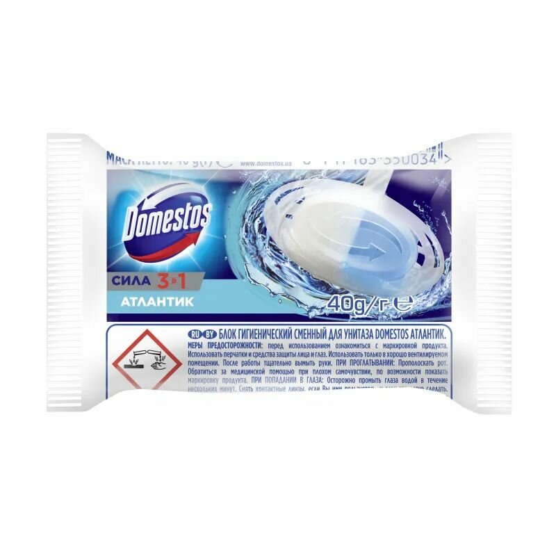 DOMESTOS блок для туалета сменный, атлантик, 40г