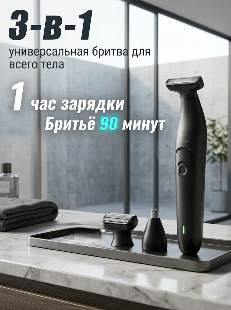 Электробритва. Электрическая бритва мощная, не раздражает кожу, быстро подравнивает длину бороды, с функцией подзарядки.