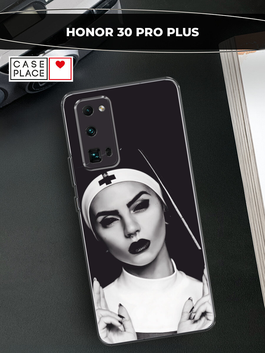 Чехол на Honor 30 Pro Plus / Хонор 30 Про Плюс с принтом Черная монашка