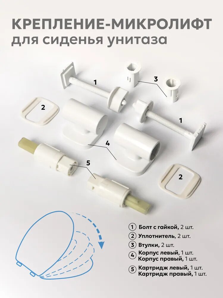 Крепление микролифт сиденья на унитазы Rosa Cersanit IDDIS Sanita Santeri.