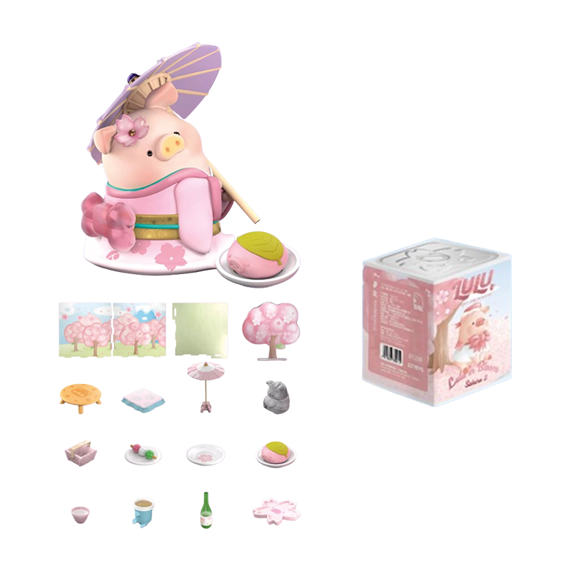 Игрушка-сюрприз унисекс 52TOYS LuLu Pig Blossoms Bring Prosperity Collection, Cherry Blossom Viewing Scene Set (Pig *1+Accessories *14)