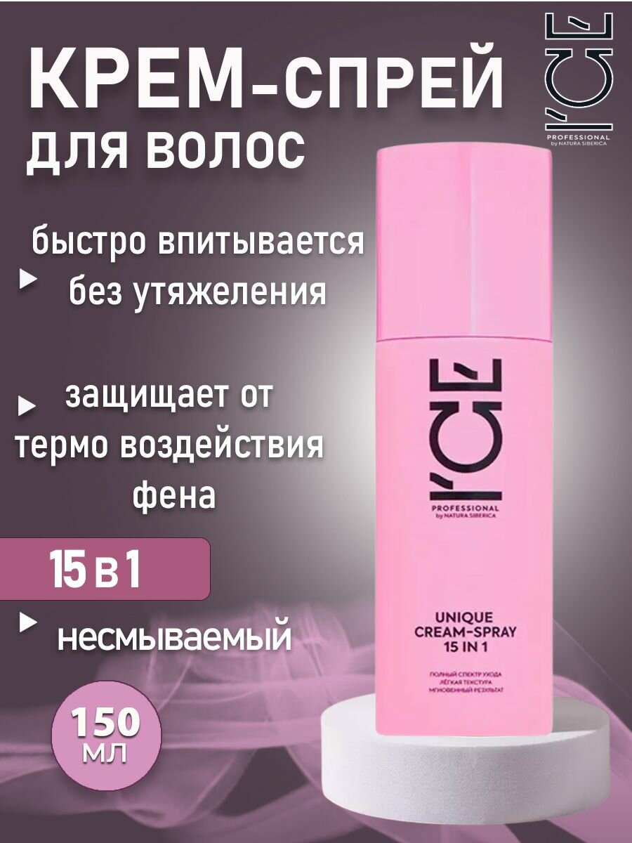 ICE by NATURA SIBERICA Многофункциональный спрей для волос 15 в 1 Unique Hair ICE Take It Home, 150 мл