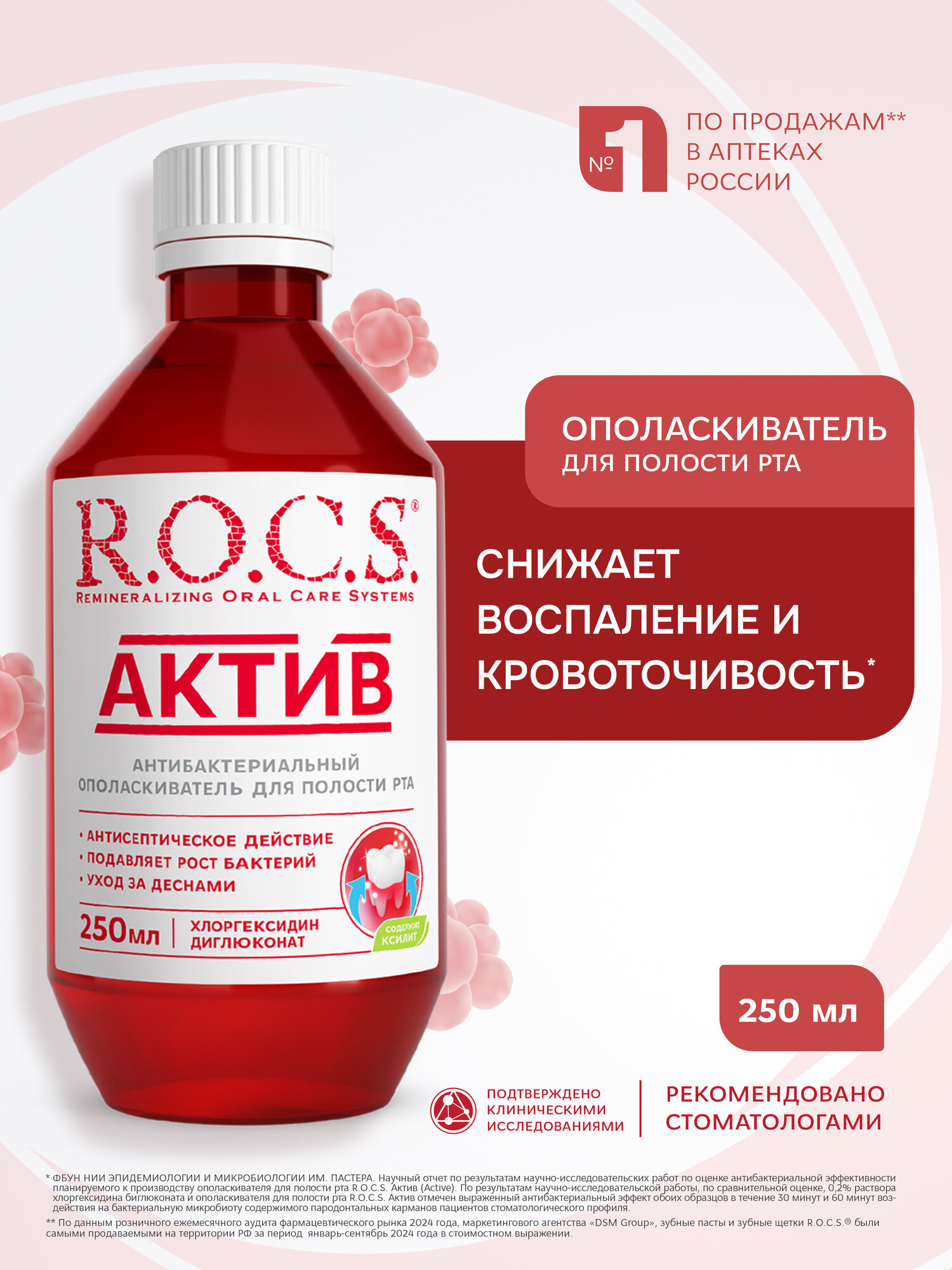 Ополаскиватель для полости рта R.O.C.S. Актив (ACTIVE), 250 мл