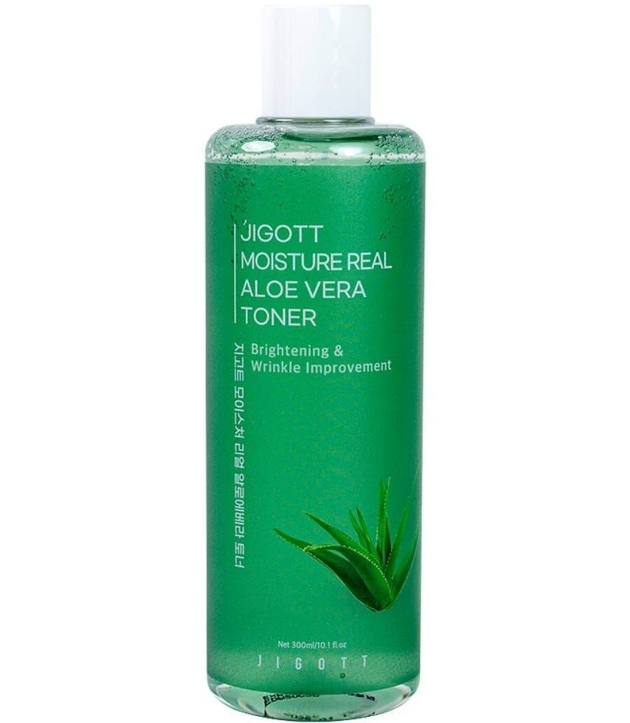 Jigott Тонер для лица с экстрактом алоэ Moisture Real Aloe Vera Toner, 300 мл