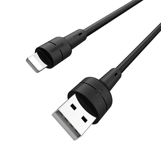 USB кабель BOROFONE BX30 Silicone Lightning 8-pin, 2,4A, 1м, силикон (черный)