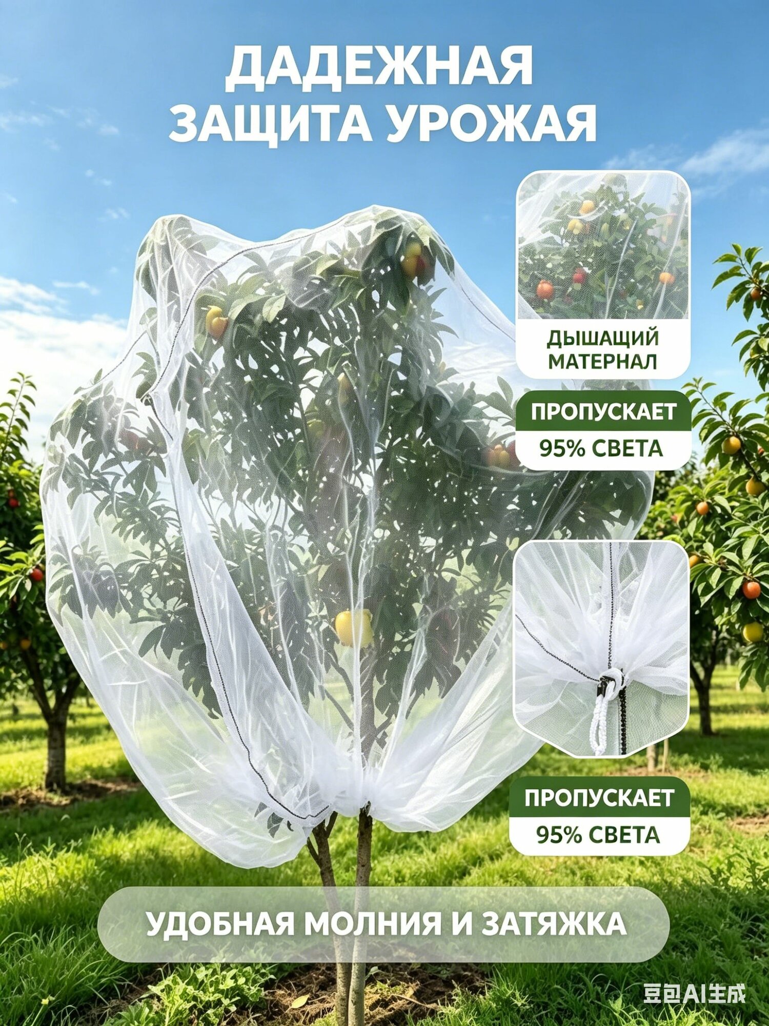 Сетка садовая ограждающая, Полиэтилен,0.9х0.75м