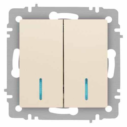 Выключатель 2-кл. СП Accent 6-105-02 10А IP20 250В с подсветкой AL/CU сл. кость Intro Б0063509