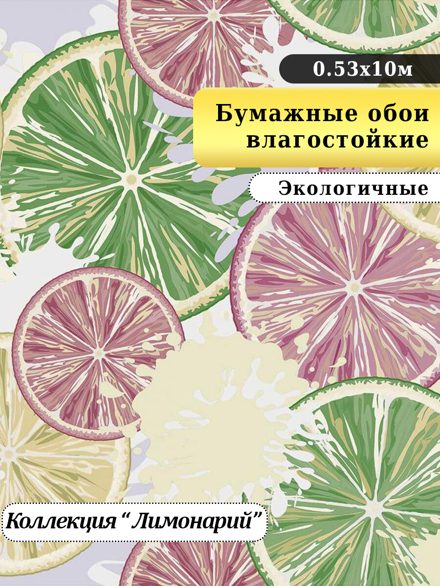 Обои бумажные, влагостойкие, дешёвые ЭКО обои, для кухни, коридора, дачи, арт.877-04М, 10*0,53м