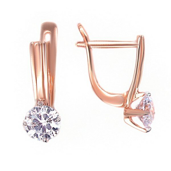 Серьги, красное золото, 585 проба, фианит