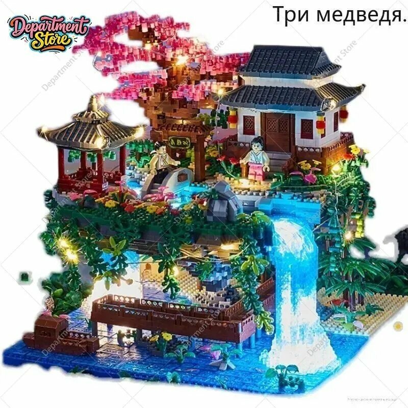 Эксклюзивный конструктор Taohuatan для взрослых и детей, мальчиков и девочек, представляет масштабные модели зданий в китайском стиле, совместимые с Lego, для подарка на день рождения