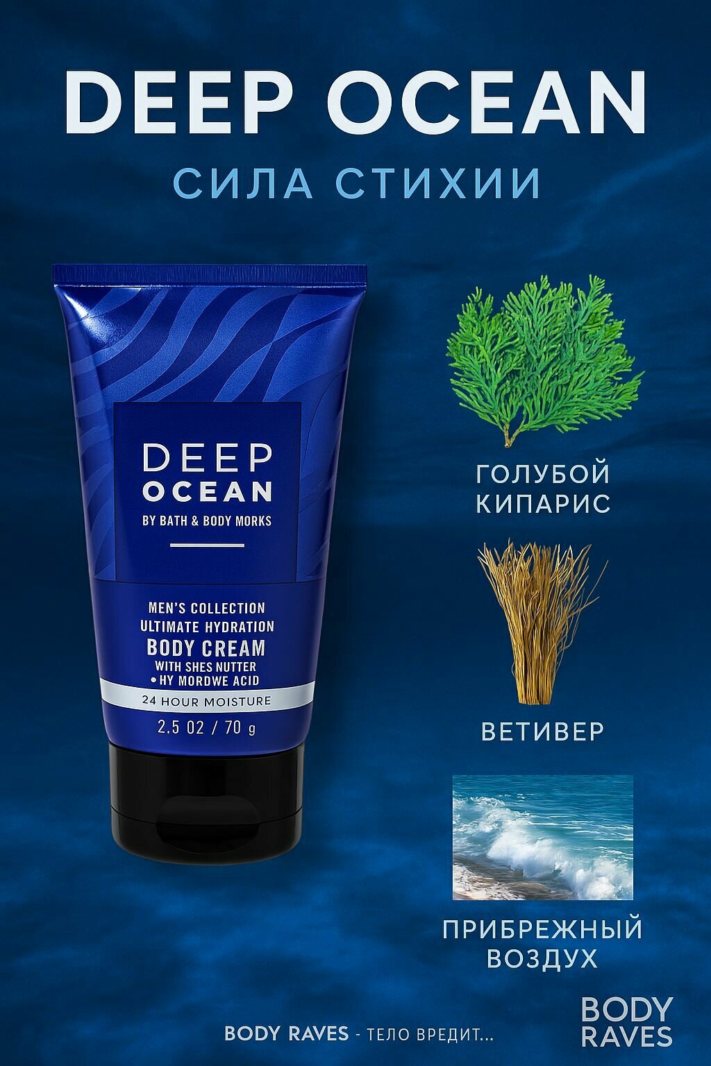 Парфюмированный крем для тела 70гр Bath & Body Works Deep Ocean