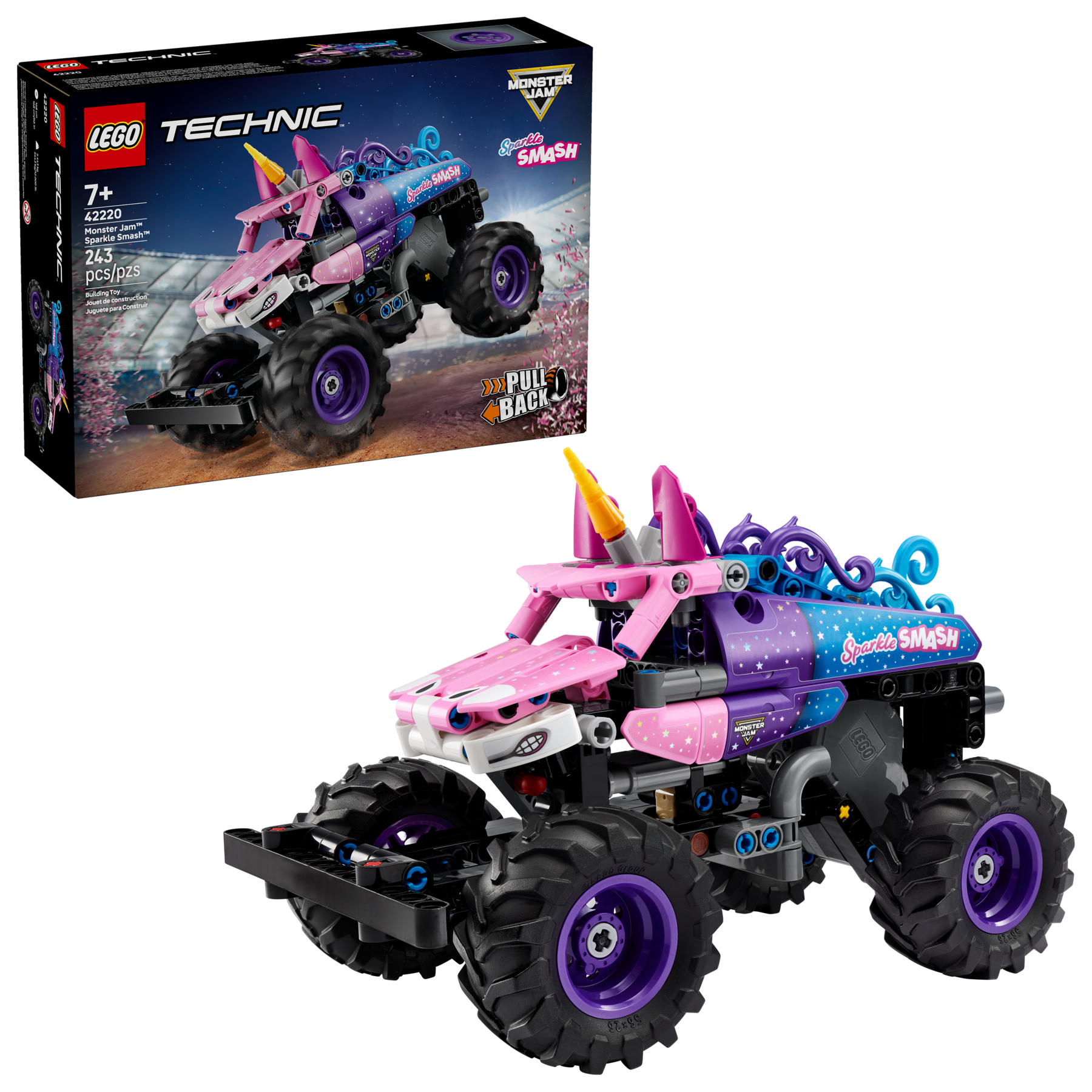 Конструктор LEGO Technic Monster Jam Sparkle Smash Pull-Back 42220, 243 детали, от 7 лет