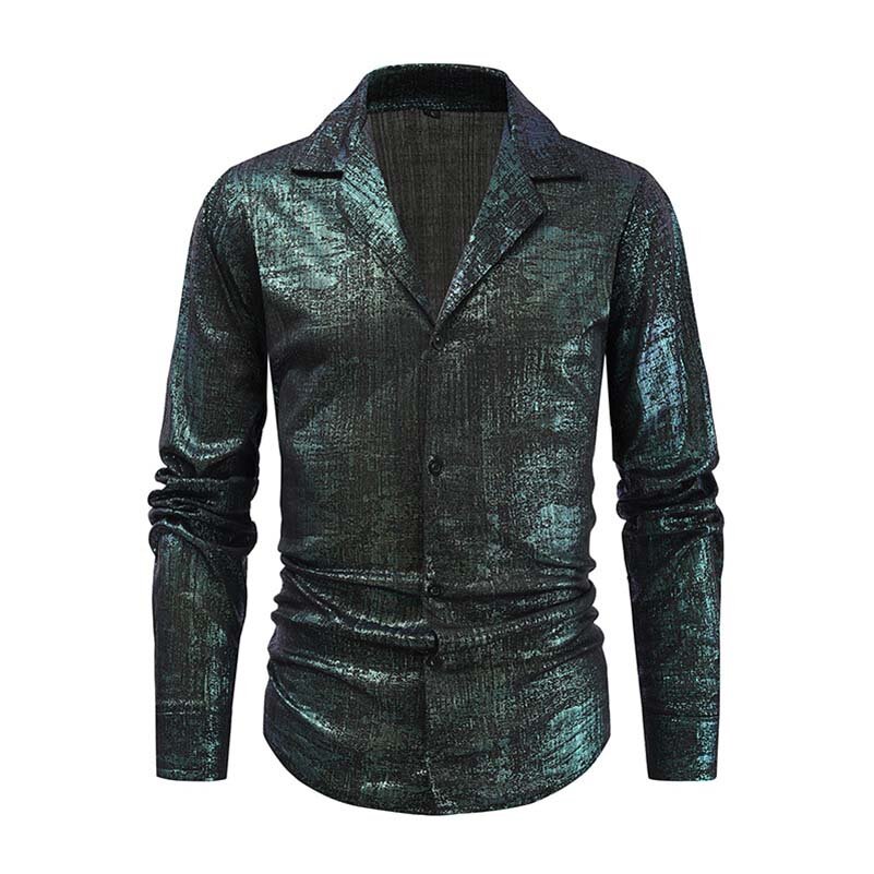 Блестящая рубашка для ночного клуба с длинным рукавом Slim Fit