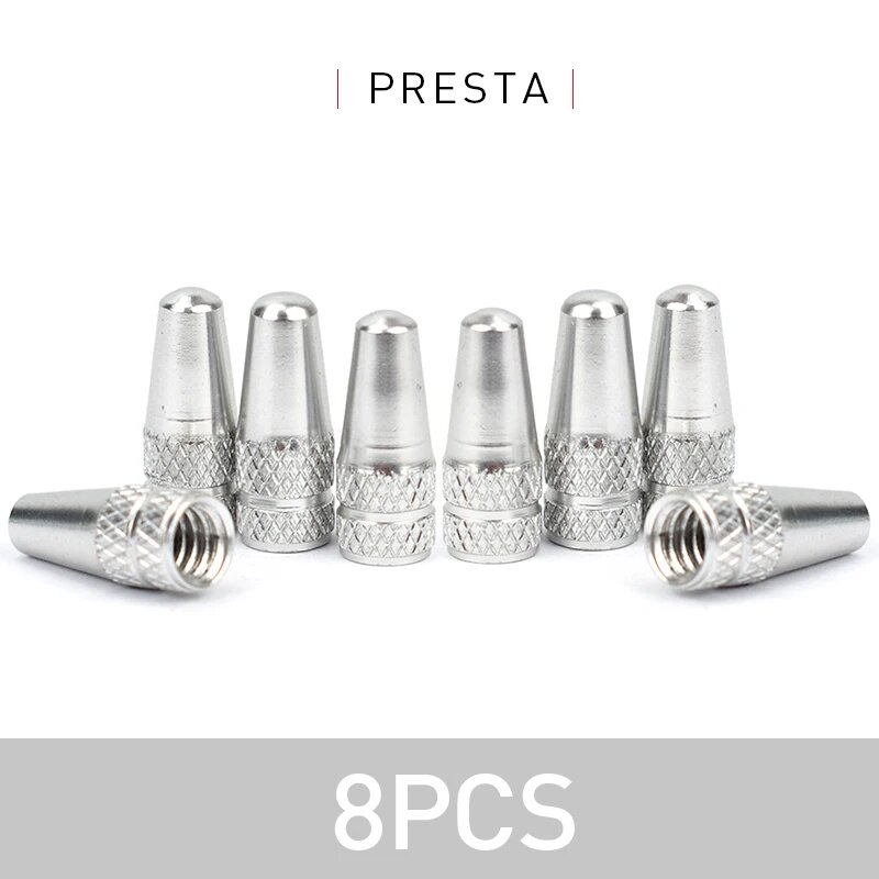 Колпачки для ниппелей Presta, 8 шт, серебряные